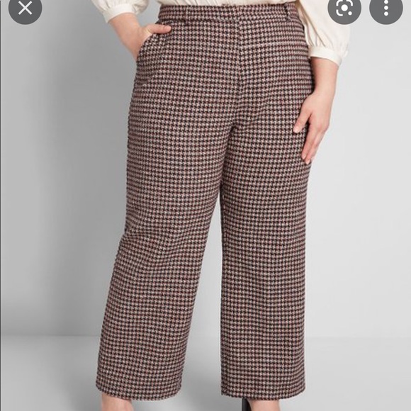 Modcloth | Pants & Jumpsuits | Modcloth Nwt Houndstooth Wide Leg Pants ...